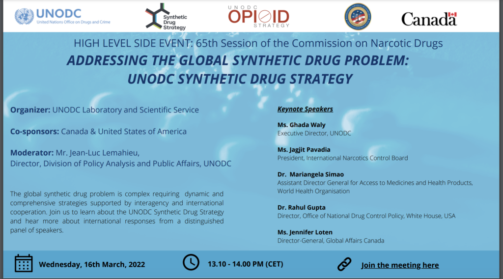 Side Event: Addressing the Global Synthetic Drug Problem: UNODC Synthetic Drug Strategy - CND Blog